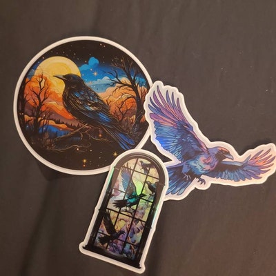 A Murder Outside My Window Crow Bird Sticker Rainbow Decal Laptop ...