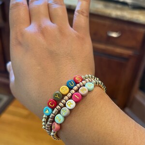 Gold Disc Stretch Bracelets L Heishi Gold Disc Bracelets L Heishi Disc Stacking Bracelets L ...