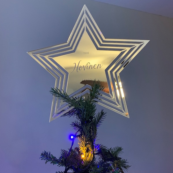 Personalised Star Christmas Tree Topper, Christmas Tree Essentials ...