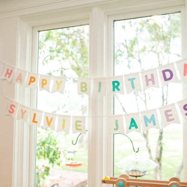 Personalised Birthday Bunting. Age Celebration Bunting. Colourful ...