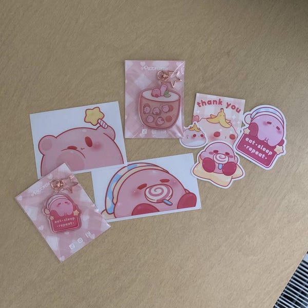 Kirbo Squishy Large Peeker Stickers | Cute Glossy Waterproof ...