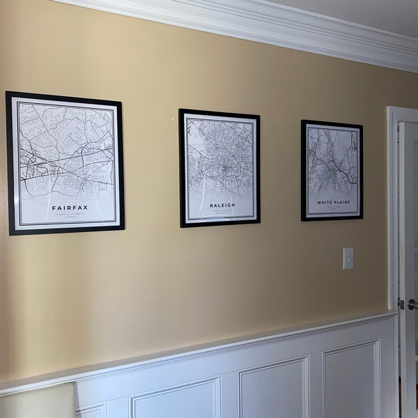 Set of 3 ANY CITY Map Posters, Personalized Map Prints, Custom ...