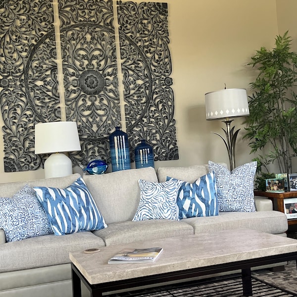 Angela Harris Designer Pillow Covers , Watercolor Indigo Blue Throw ...