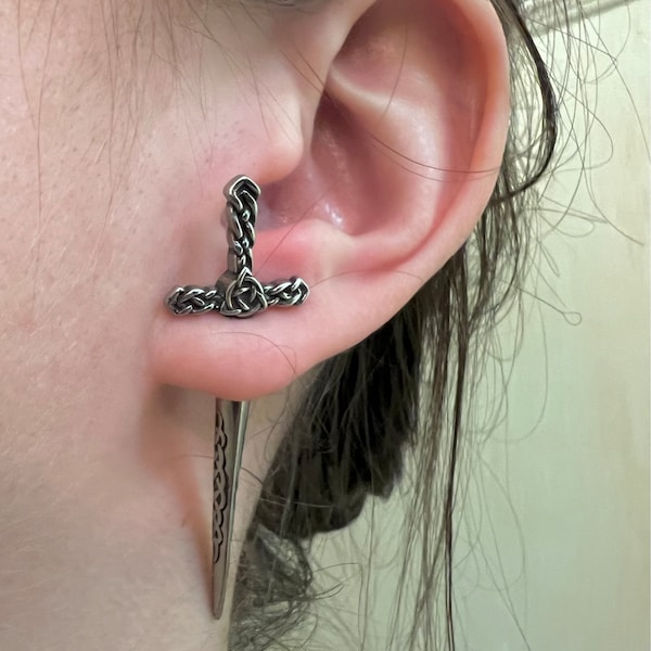 Sword Front and Back Earrings, Celtic Sword Earrings, Ear Jacket ...