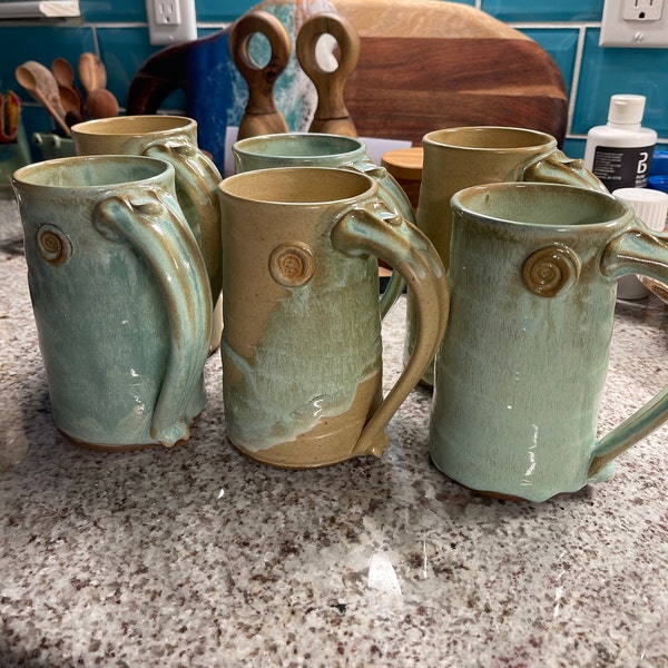 Large Pottery Coffee Mug: Handmade Stoneware, Morning Zen Glaze - Etsy