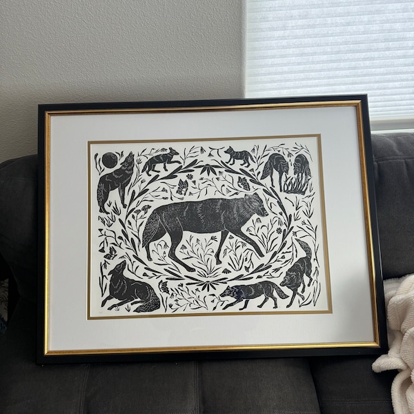 Desert Hawk Rabbit Block Print - Etsy