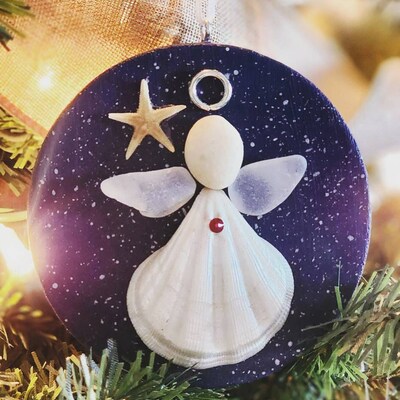 Angel/shell Angel/guardian Angel/ Sanibel Shell Ornament - Etsy