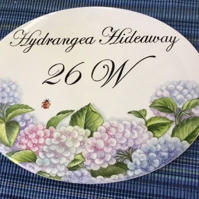 Hydrangea Hand Painted Personalized Sign Custom Garden Sign - Etsy
