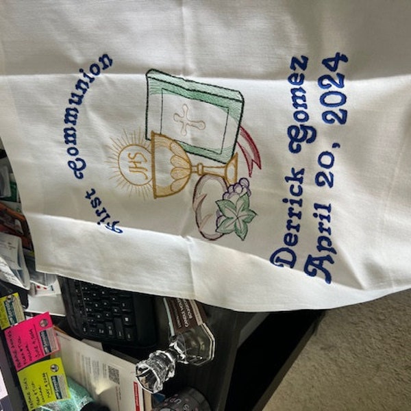 Personalized First Communion Banner With Embroidered Chalice With Host ...