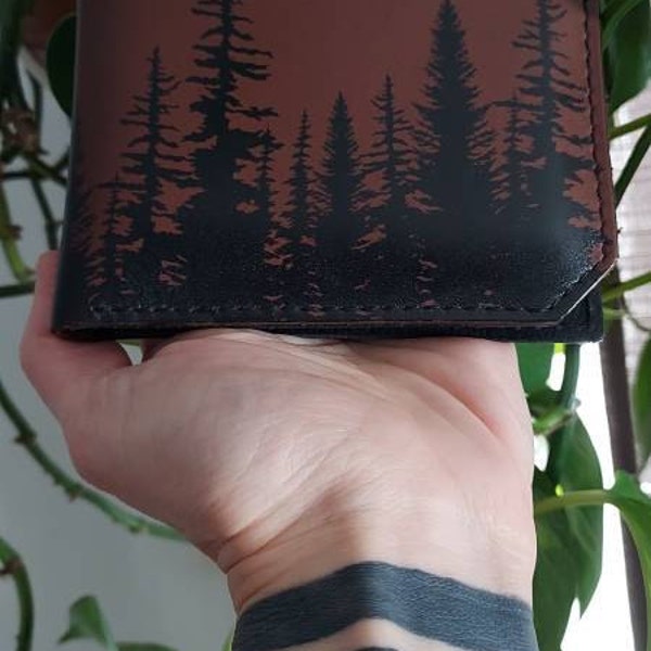 Mens Leather Wallet, Mens Wallet, Trees Wallet, Leather Wallet, Slim ...