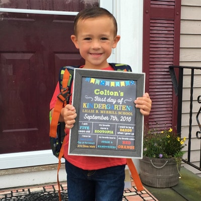 First Day of Kindergarten Sign BOYS, First Day of School Sign ...