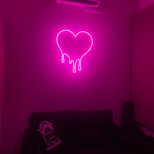 Dripping Heart - LED Neon Sign, Wall Decor, Wall Sign, Neon Lights ...