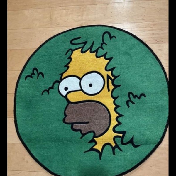 Simpson Illustration Rug, Homer Hideout Round Rug Fun and Playful Home ...