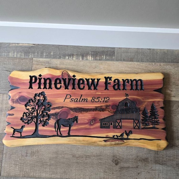 Cedar Sign - Live Edge - Outdoor - Wall Hanging - Lawn Decor- Barn ...