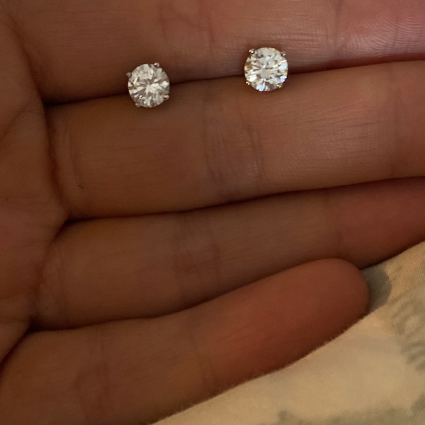2 Ct Brilliant Round Diamond Stud Earrings, Women Diamond Earrings, Men ...