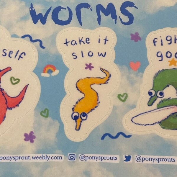 DIGITAL Fluffy Worm Sticker Pack - Etsy
