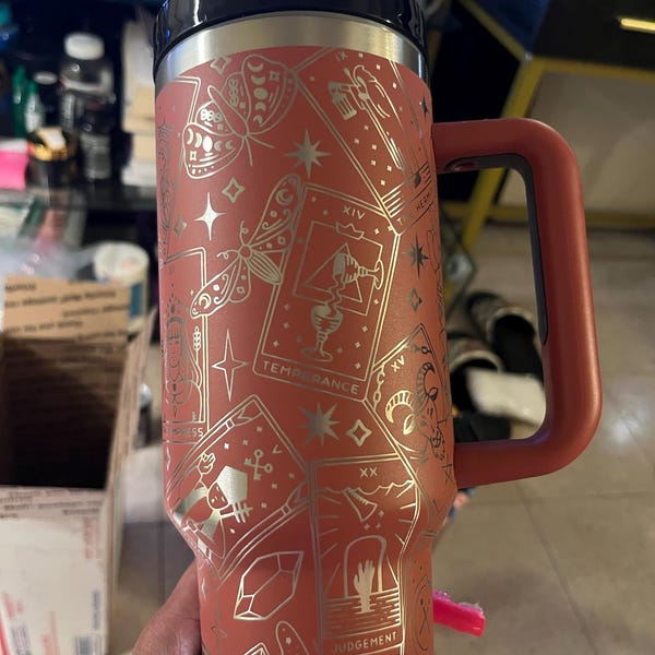 Tarot Cards Laser Engraved 40oz Tumbler With Handle Lid and Straw ...