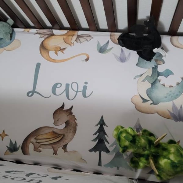 Dragon Crib Bedding Set, Dragon Nursery, Personalized Dragon Blanket ...