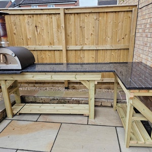 Indoor/outdoor Wooden Workbench. Garden Work Table. Bbq/pizza Oven ...