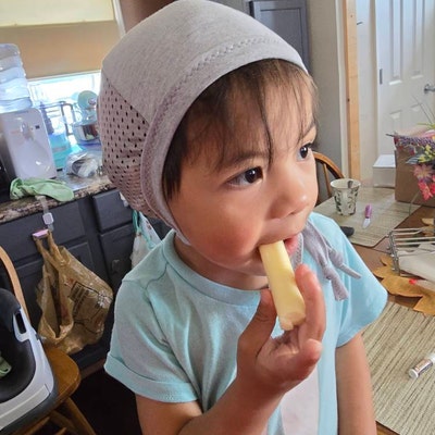 Ready to Ship Heather Gray With Light Gray Mesh Hearing Aid Cap for ...