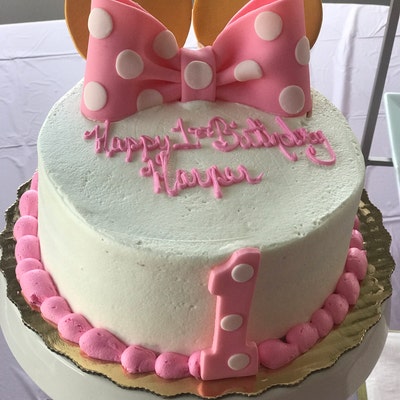 Edible Fondant Bow and Gold Ears Cake Topper - Etsy