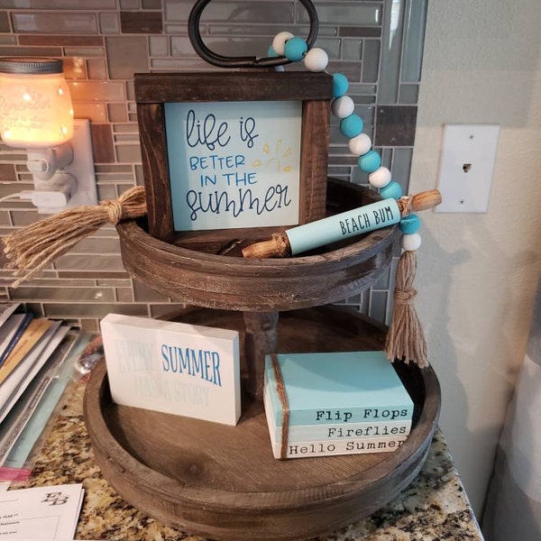 Beach Bundle Rustic Farmhouse Decor for Tiered Trays-5 Piece Set - Etsy