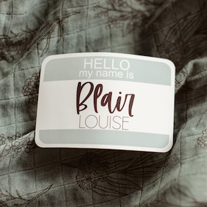 Hello, My Name is Personalized, Modern Baby Name Tag Sticker - Etsy