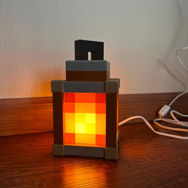 Pixelated Night Light Lantern - Night Lamp Birthday Gift - Kids Bedroom ...