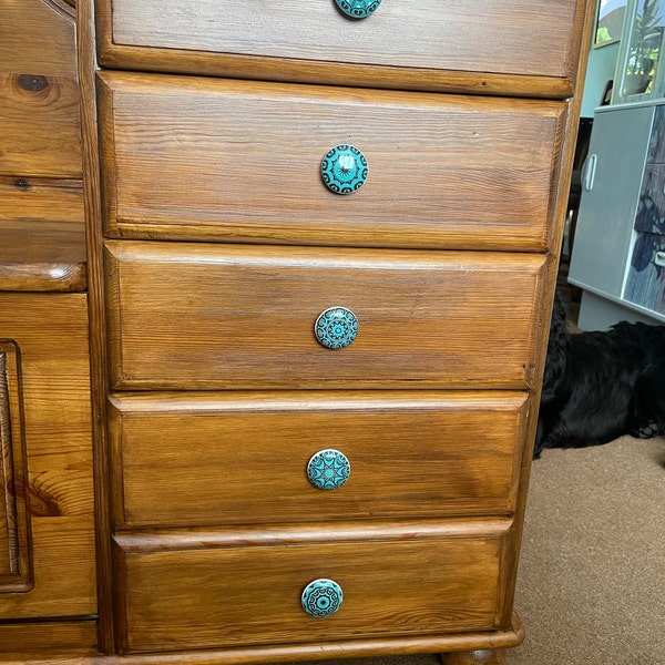 Mandala Turquoise Drawer Knob Mosaic Teal Aqua Ceramic Cabinet Knob ...