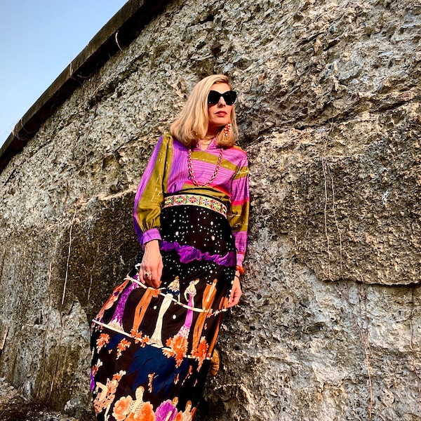 1970s Blue Macrame Lace Trimmed Suit by Lilli Ann | MEDIUM - Etsy