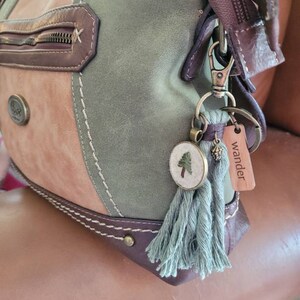 Wander Keychain, Explore Hike Tassel, Tiny Hand Embroidery Pine Tree ...