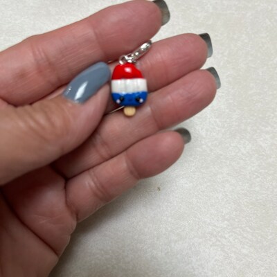 Red White Blue Popsicle Kawaii Charm Polymer Clay Charm Stitch Marker ...
