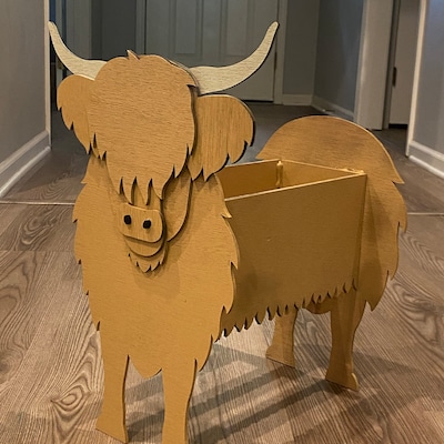 Scroll Saw Pattern Highland Cow Planter Farm Animal Garden - Etsy UK