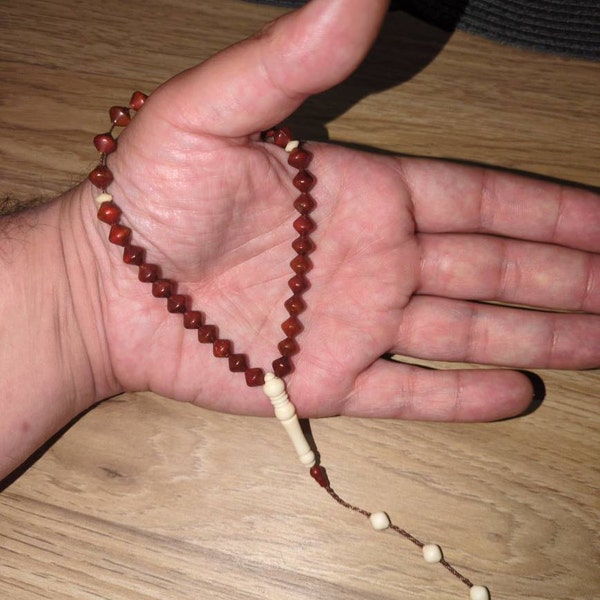 925 Silver Inlaid Yusuri, Yusr, Black Coral 33 Prayer Beads Misbaha ...
