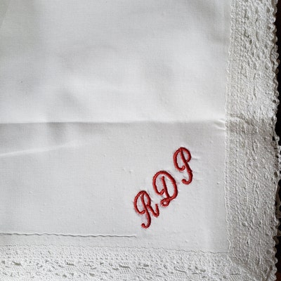 Personalized White Handkerchief Embroidered Red Roses - Etsy