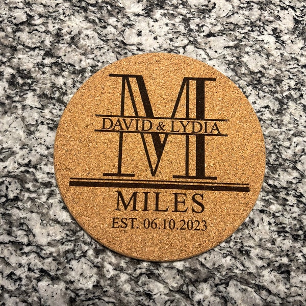 Personalized Cork Trivet, Monogram Hot Pad, Custom Pot Holder, Hot Pad ...
