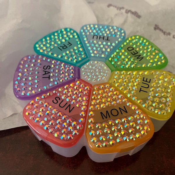 Blinged and Bedazzled Pill Box 7 Day Pill Organizer - Etsy