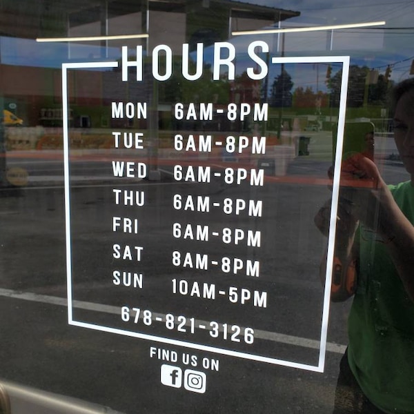Custom Storefront Window Sticker | Business Hours | Vinyl Decal for ...
