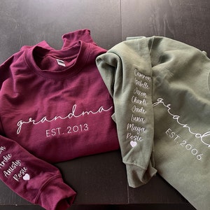 Custom Grandma Sweatshirt With Grandkids Names on Sleeve, Personalized ...