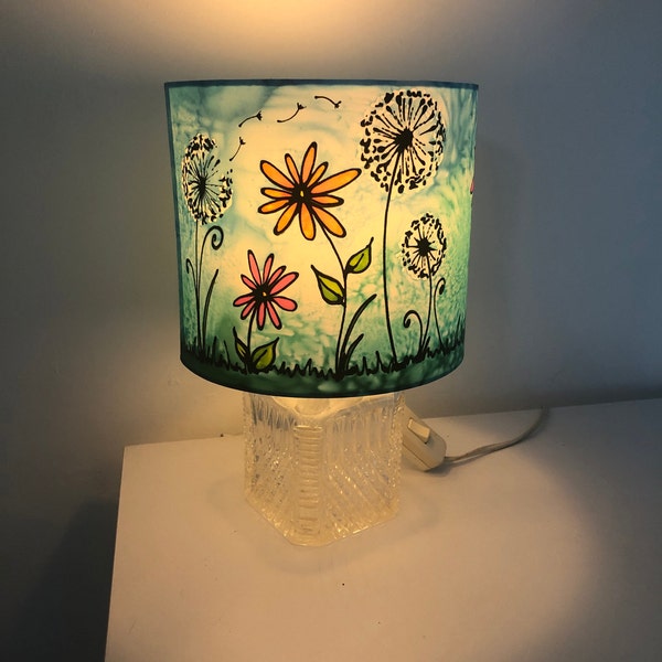 Poppy Lampshade for Table Lamp Base. Hand Silk Painted. Original 360 ...