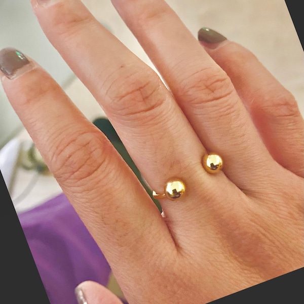 Adjustable Ring, Open Ring, Ball Ring, Gold Ring for Women, Boho ...