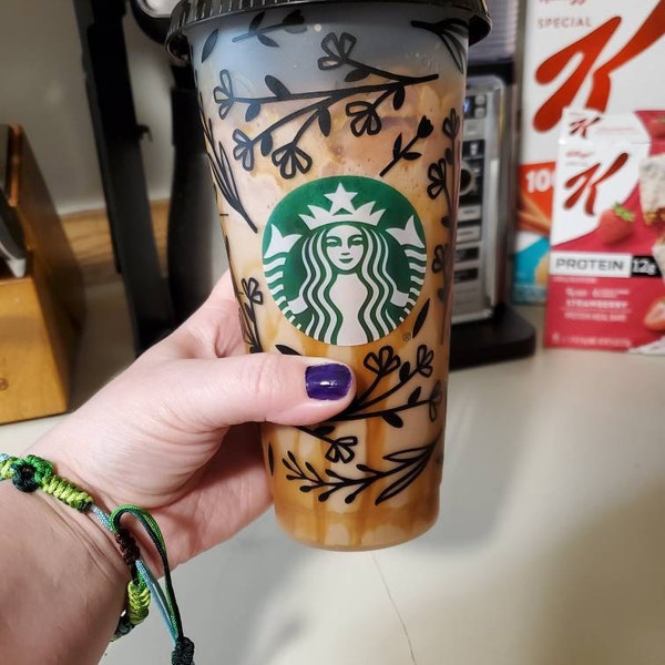 Flower Starbucks Cup • Botanical Design • Starbucks Cold Cup • 24oz ...
