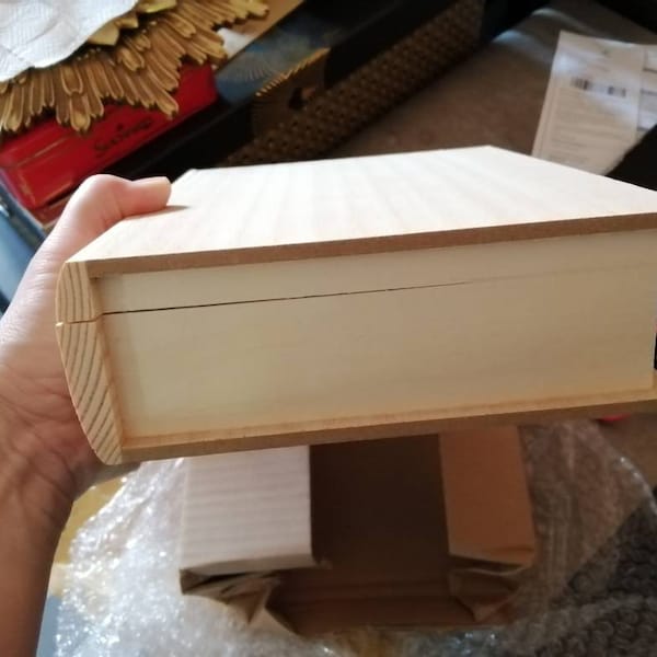 Unfinished Wooden Box Book Shaped With 6 Compartments, Unfinished Wood ...