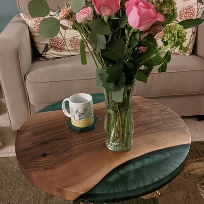 Pebble Decor Table River Table Epoxy Coffee Table Rustic - Etsy