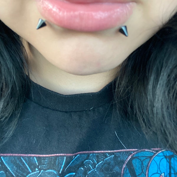 18g Black Labret Spike, 3mm 4mm 5mm Cones, Helix Triple Forward, Tragus, Labret, Cartilage, Ear ...