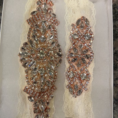 2 GARTERS Wedding Garter and Toss Garter Set-crystal Rhinestones With ...