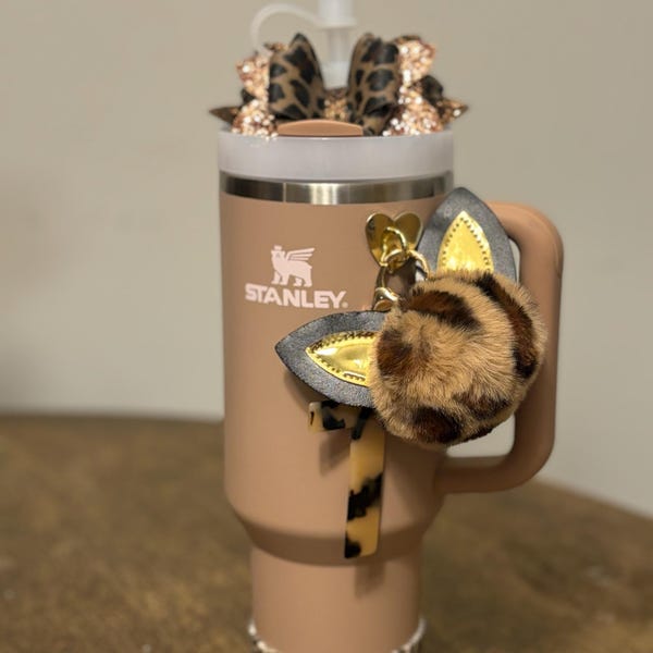 Stanley Tumbler Bow Iridescent Pink Light Pink Glitter Straw Topper ...