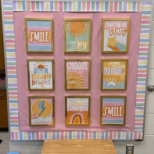 Sunshine Themed Classroom Decor Bundle, Editable Bright Pastel Colors ...