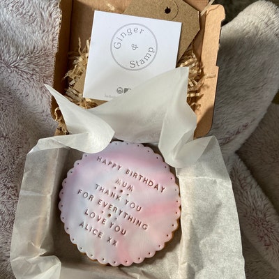 Big Round Personalised Celebration Biscuit Birthday - Etsy UK