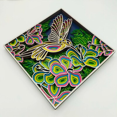 Hummingbird Colibri 3D Mandala Svg Files, Multilayer Panel for Laser ...